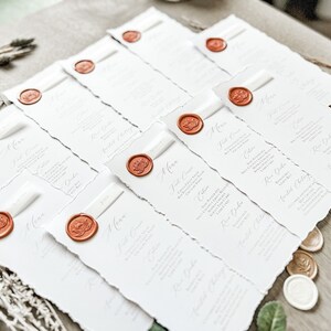 Wedding Menu Card & Place Card Combo With Vellum Name Tag and Wax Seal ...
