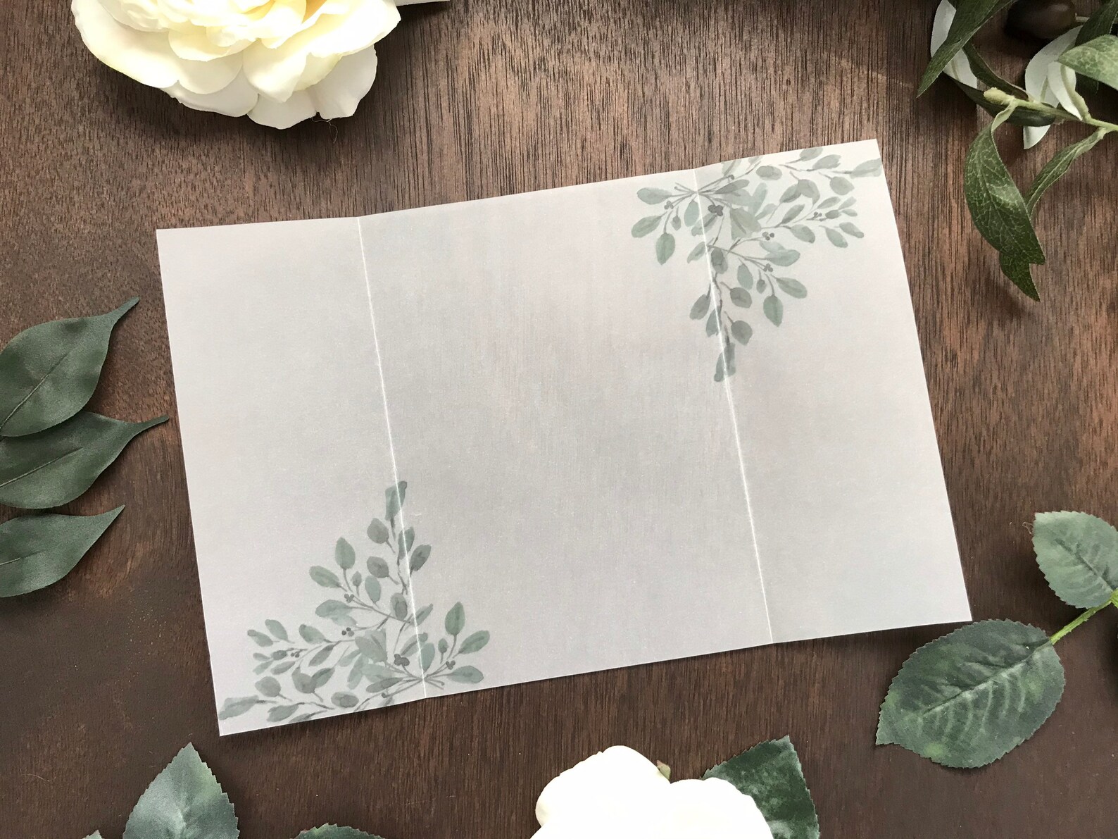 Vellum Jacket with Printed Greenery Vellum Wrap for 5x7 | Etsy