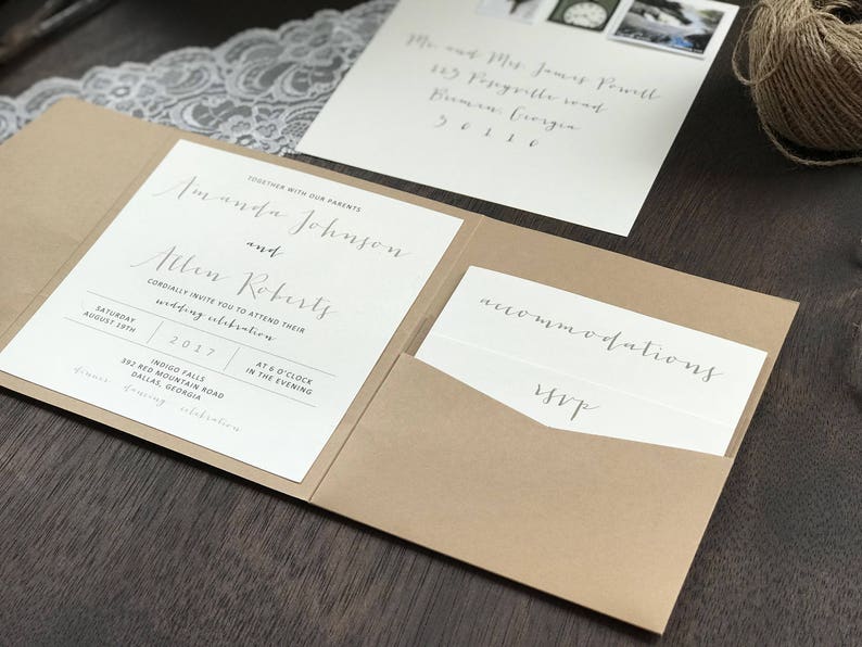 Rustic Wedding Invitation Set Elegant Wedding Invitation | Etsy