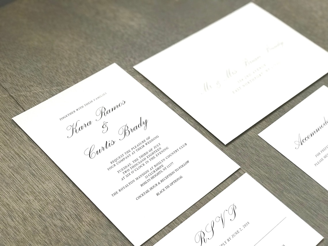 Classy Modern Wedding Invitation Set Simple Elegant Formal | Etsy