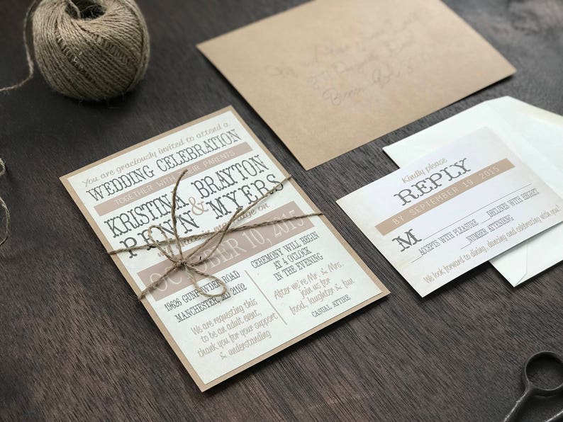 Rustic Wedding Invitation Set Country Wedding Invitation - Etsy