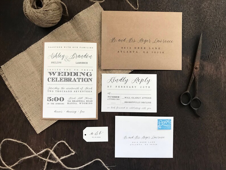 Rustic Wedding Invitation Set Burlap Wedding Invitation - Etsy