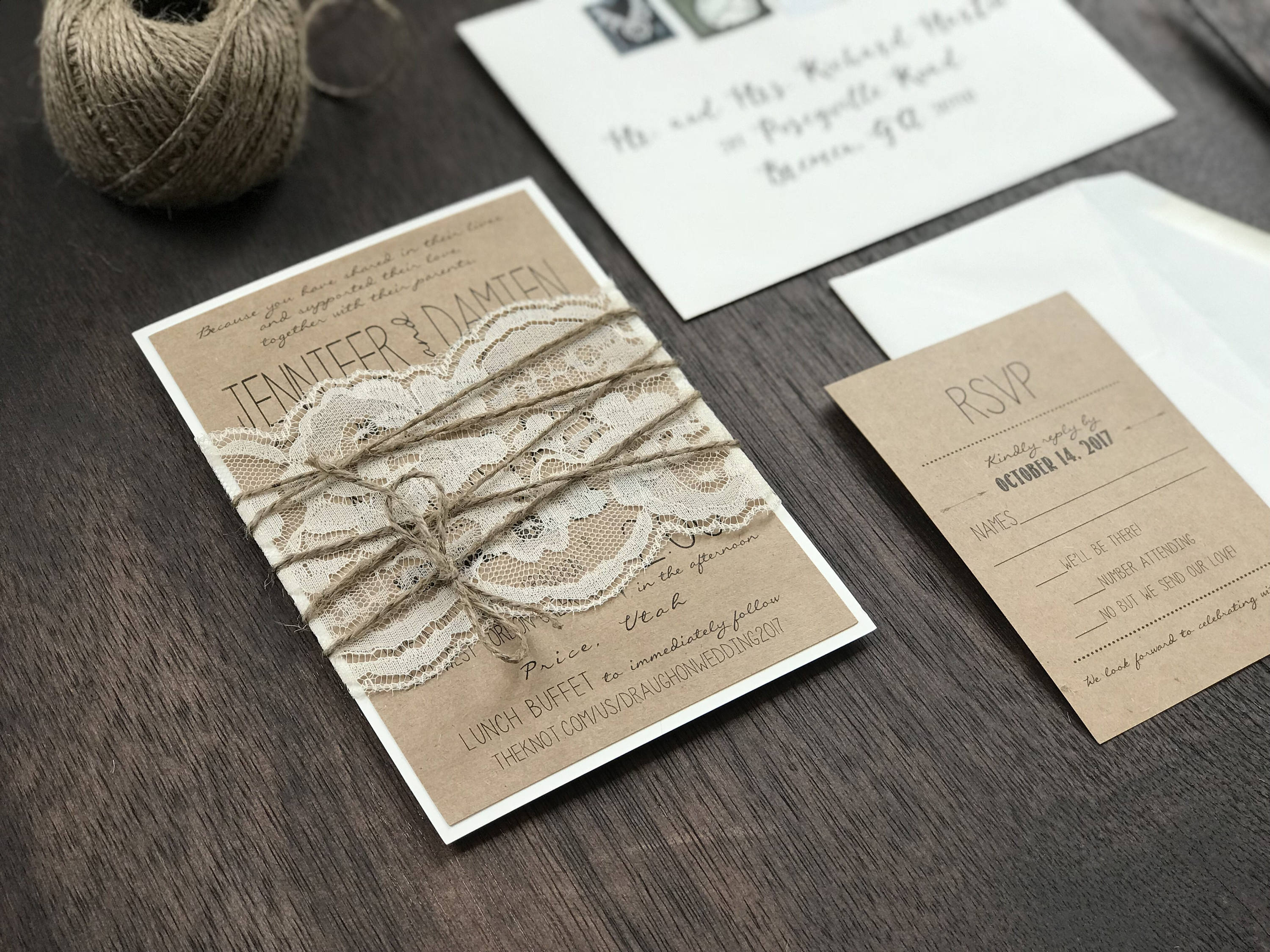 Rustic Elegant Wedding Set Vintage Rustic Wedding Invitation | Etsy