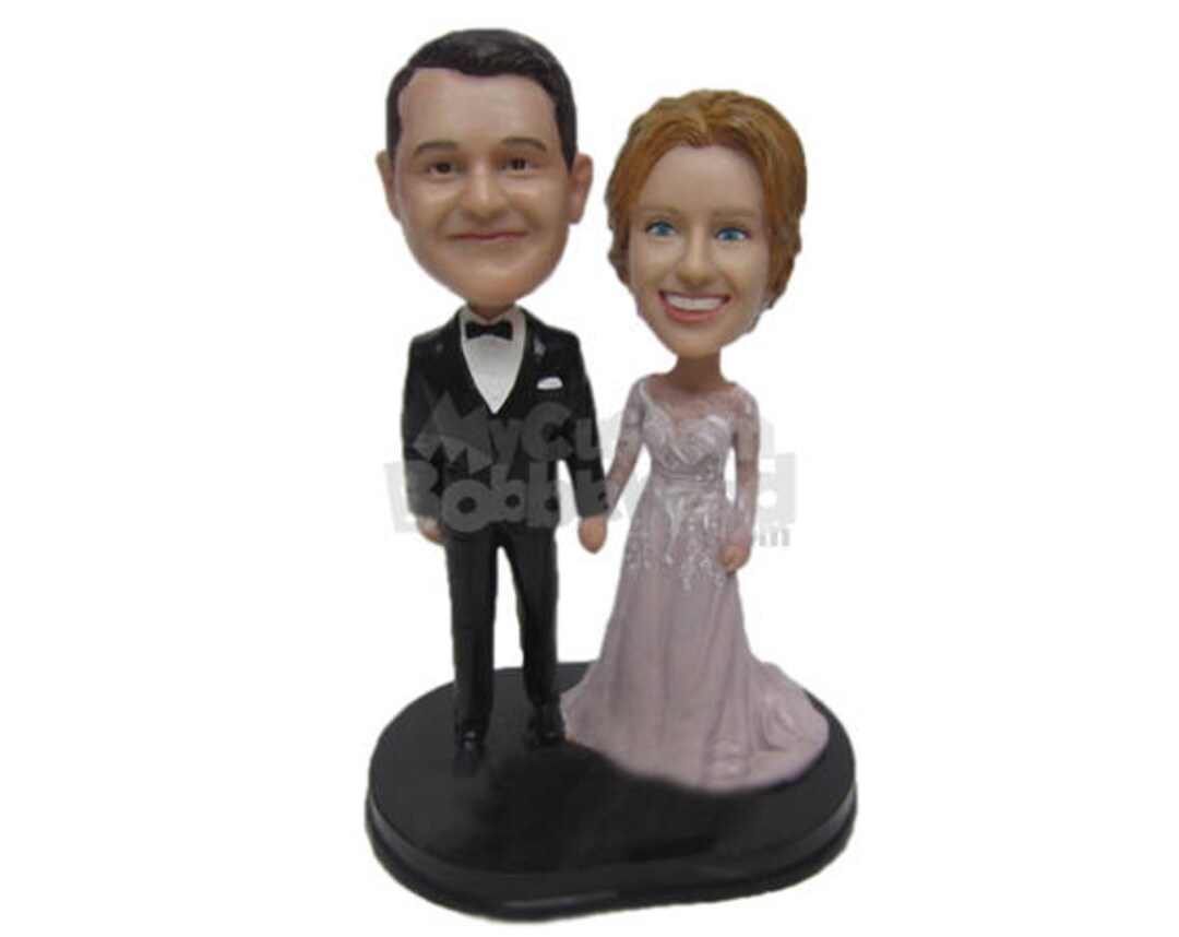 Custom Bobblehead Couple Holding Hands, Bridal Party Custom Bobblehead ...