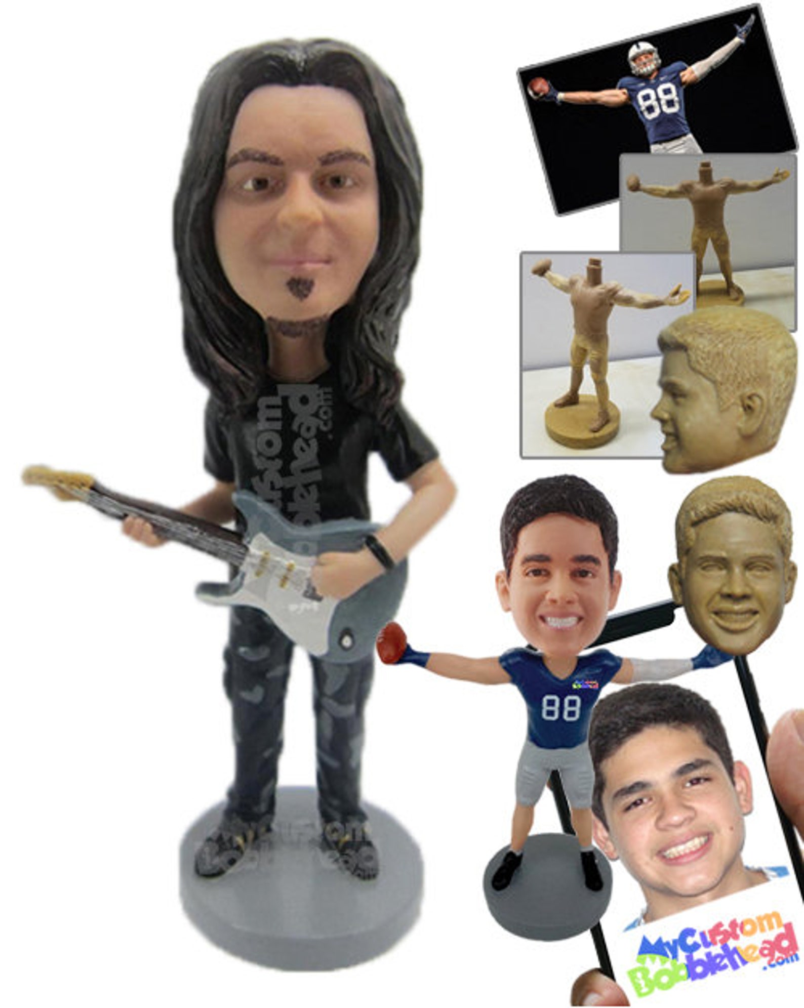 Custom Bobblehead Male in Black Outfit Playing Guitar - Etsy