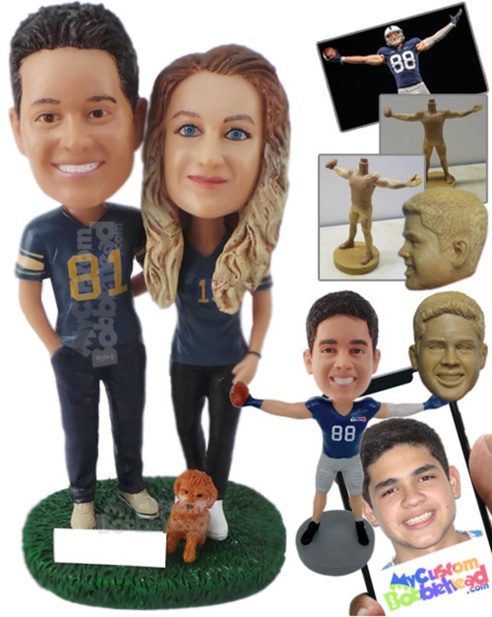 Custom Bobblehead Sports Loving Cute Couple, Sports Fan Couple Custom ...