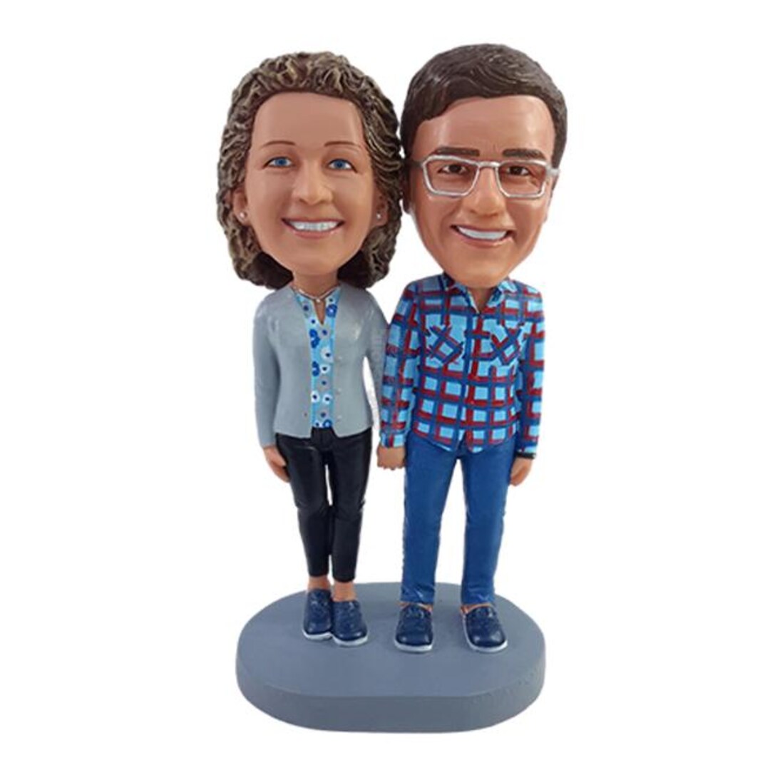 Custom Bobblehead Casual Couple Holding Hands, Bridal Party Custom ...