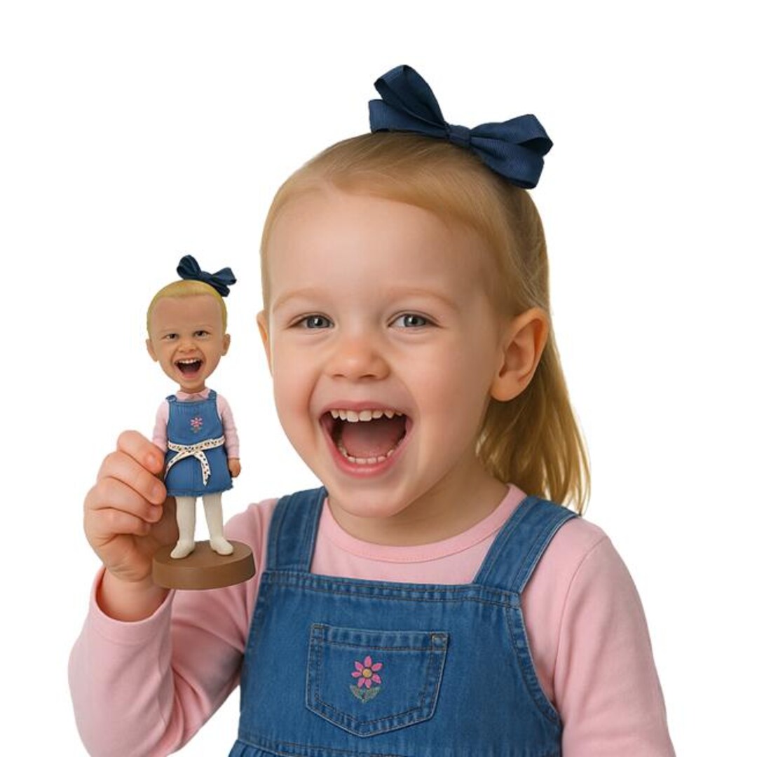 Custom Bobblehead Cute Little Girl in Dress, Casual Girl in Summer ...
