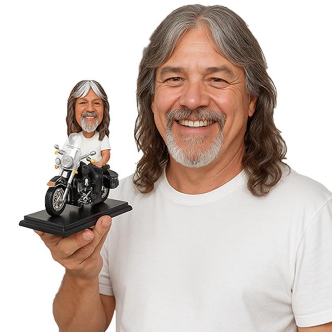 Custom Bobblehead Motorcycle Aficionado, Biker Custom Bobblehead, Biker ...