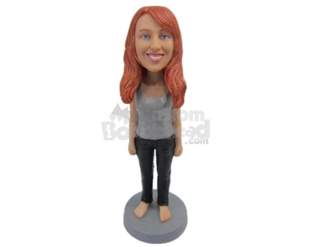 Custom Bobblehead Cute College Gal, Casual Female Custom Bobblehead - Etsy