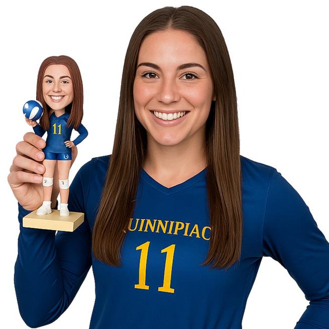 Custom Bobblehead Volleyball Player Holding Ball in One Hand ...