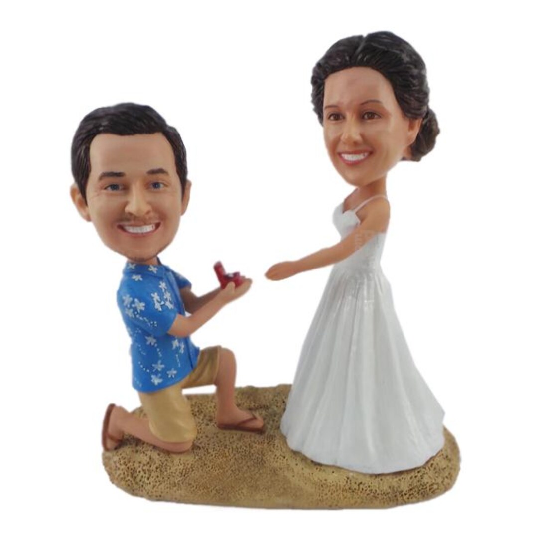 Custom Bobblehead Beach Themed Wedding Proposal, Proposal at the Beach ...