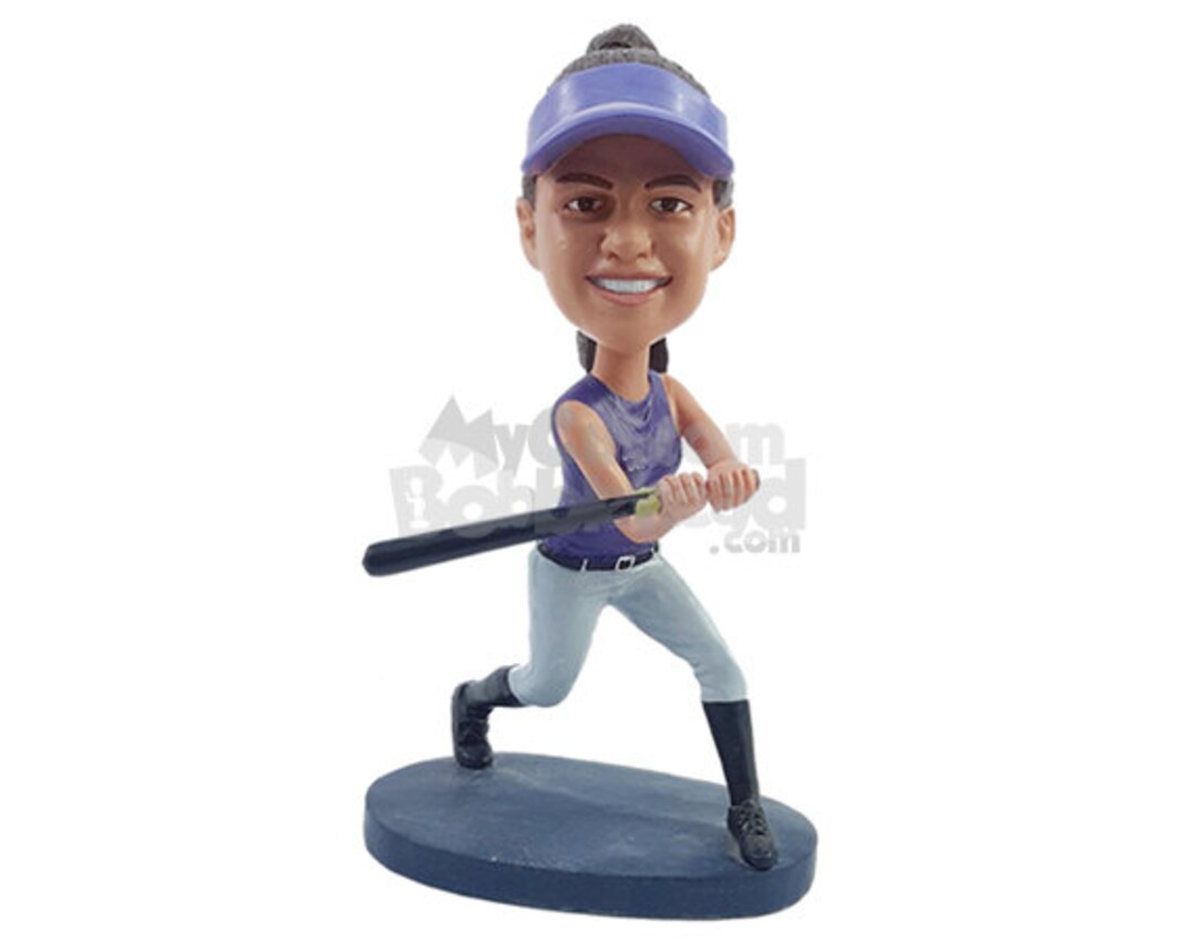 Custom Bobblehead Dazzling Softball Player Ready to Hit a Homerun ...
