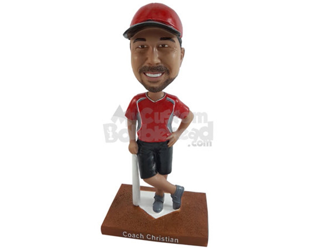 Custom Bobblehead Baseball Player Leaning on His Bat Personalized ...