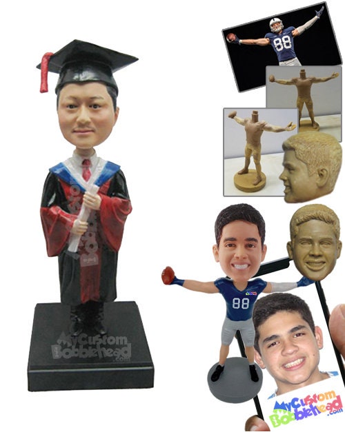 Custom Bobblehead Graduation Student, Male Graduate Custom Bobblehead ...