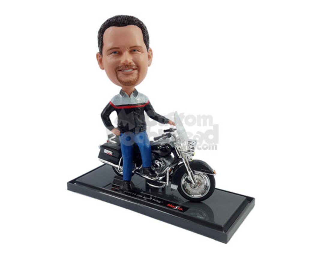Custom Bobblehead Tough Looking Motorcycle Aficionado, Biker Custom ...
