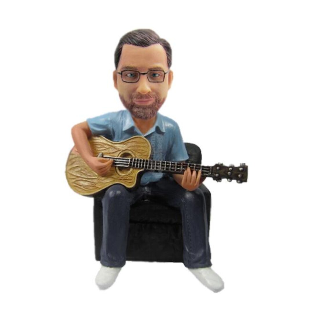Custom Bobblehead Sitting Guitarist, Guitar Player Custom Bobblehead ...