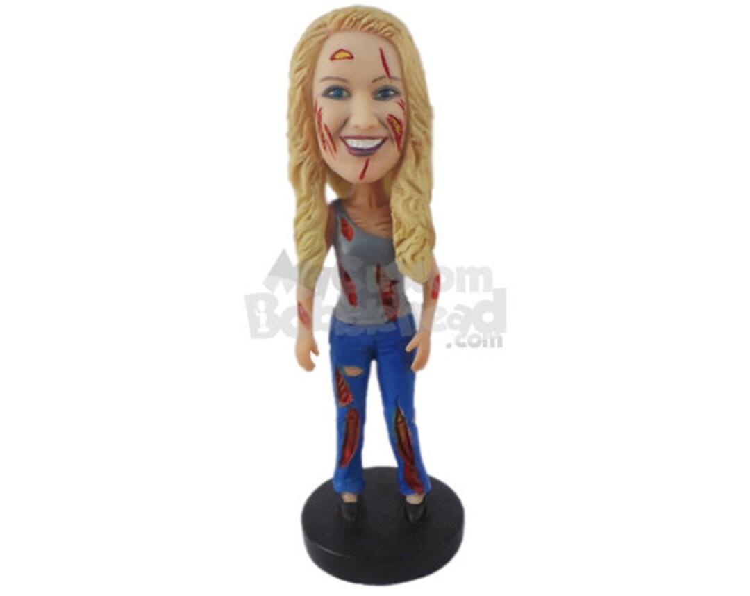 Custom Bobblehead Zombie Fy Gal, Halloween Custom Bobblehead, Zombie ...