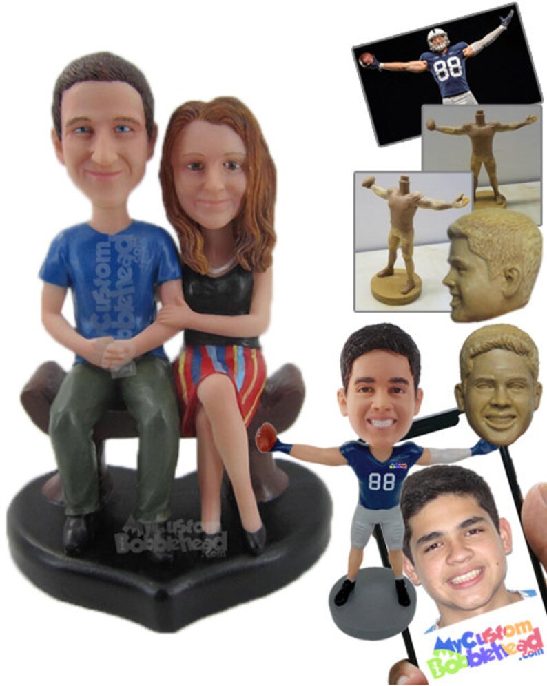 Custom Bobblehead Loving Couple on Bench, Bridal Party Custom ...