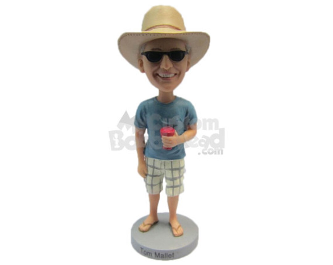Custom Bobblehead Drinking Smoothie on A Hot Day, Casual Day Custom ...