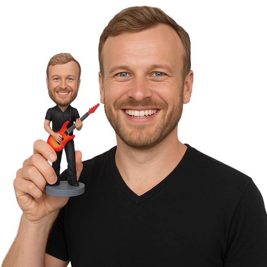 Custom Bobblehead Guitarist, Guitar Player Custom Bobblehead, Musical ...