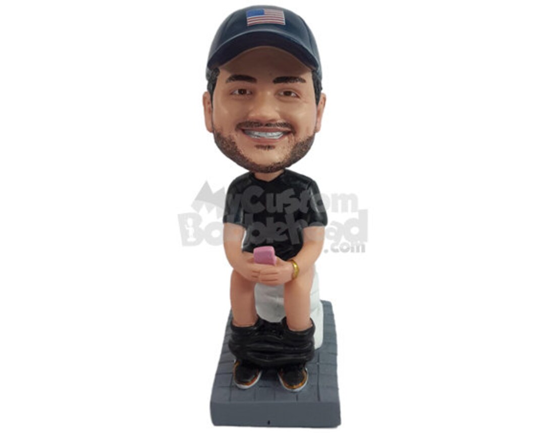 Custom Bobblehead the Poopy Pants With a Cellphone, Guy in Toilet ...