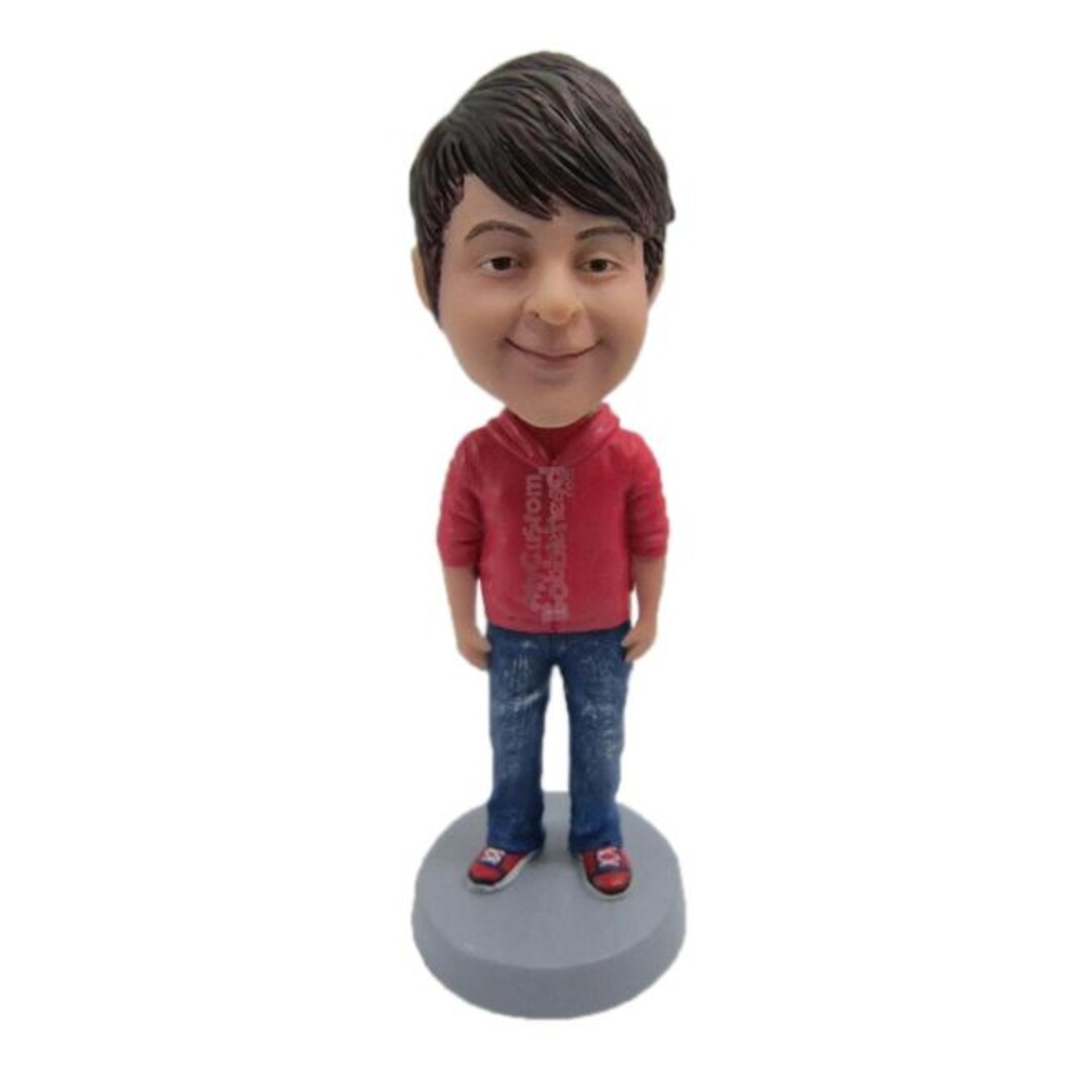 Custom Bobblehead School Kid, Playful Little Boy in Jeans Custom ...