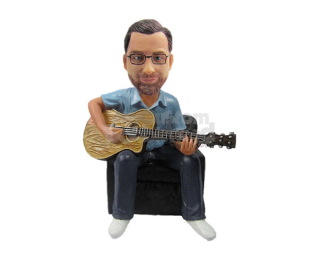 Custom Bobblehead Sitting Guitarist, Guitar Player Custom Bobblehead ...