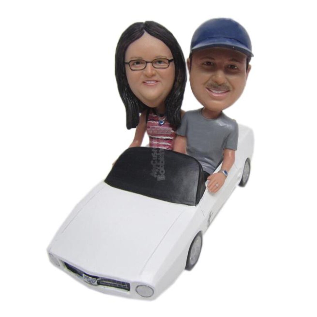 Custom Bobblehead Wedding Couple in Cool Convertible, Bride and Groom ...