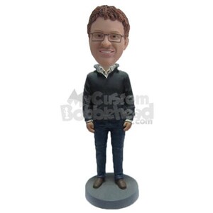 Custom Bobblehead Casual Male in Jeans and Sweater, Casual Custom ...