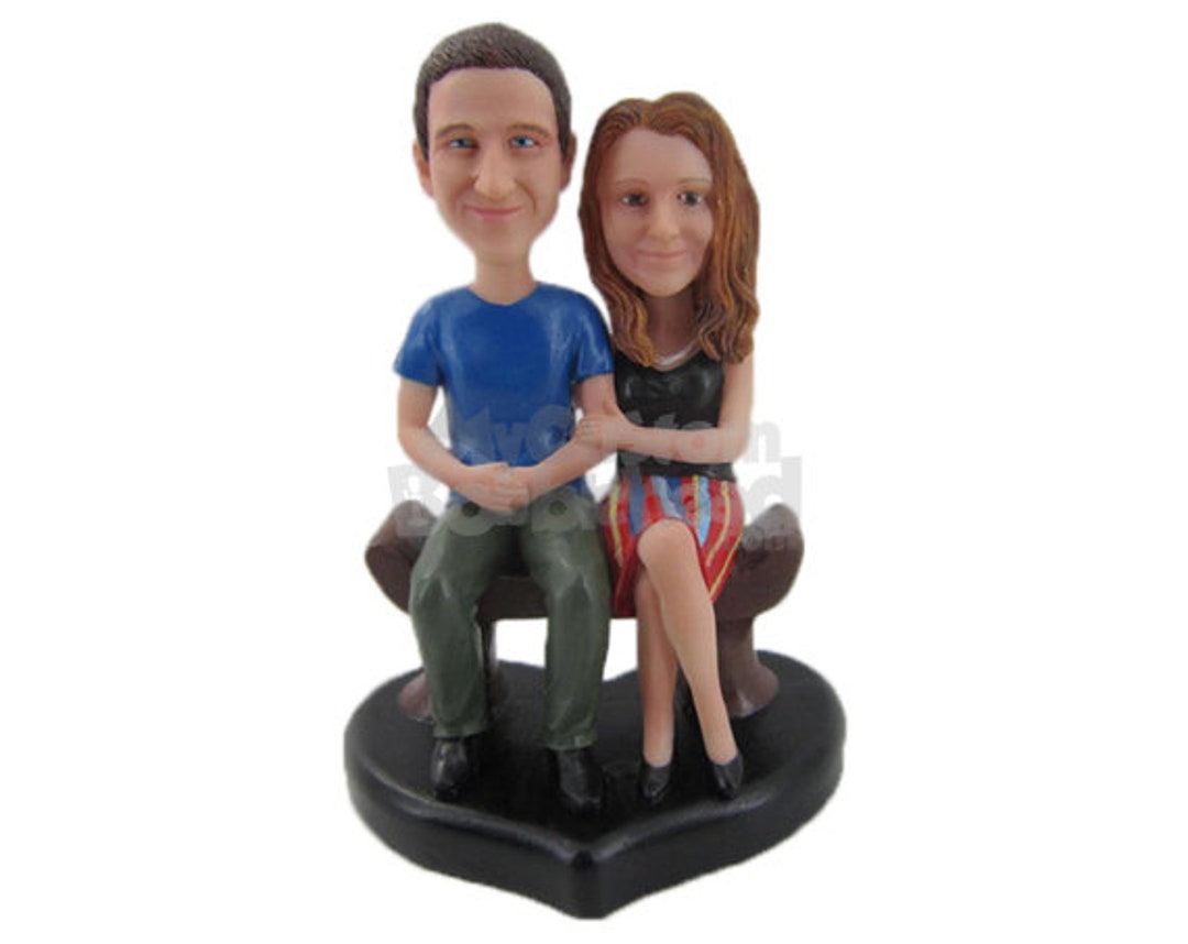 Custom Bobblehead Loving Couple on Bench, Bridal Party Custom ...
