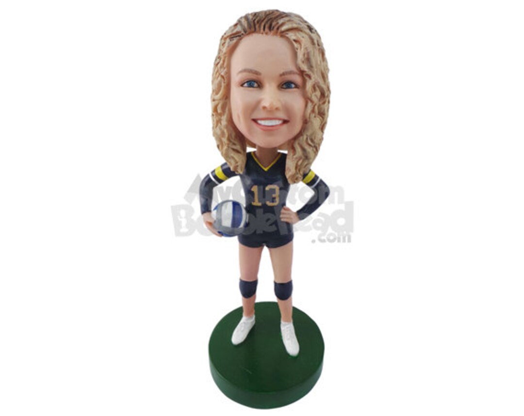 Custom Bobblehead Volleyball Player With Ball Under the Arm, Volleyball ...