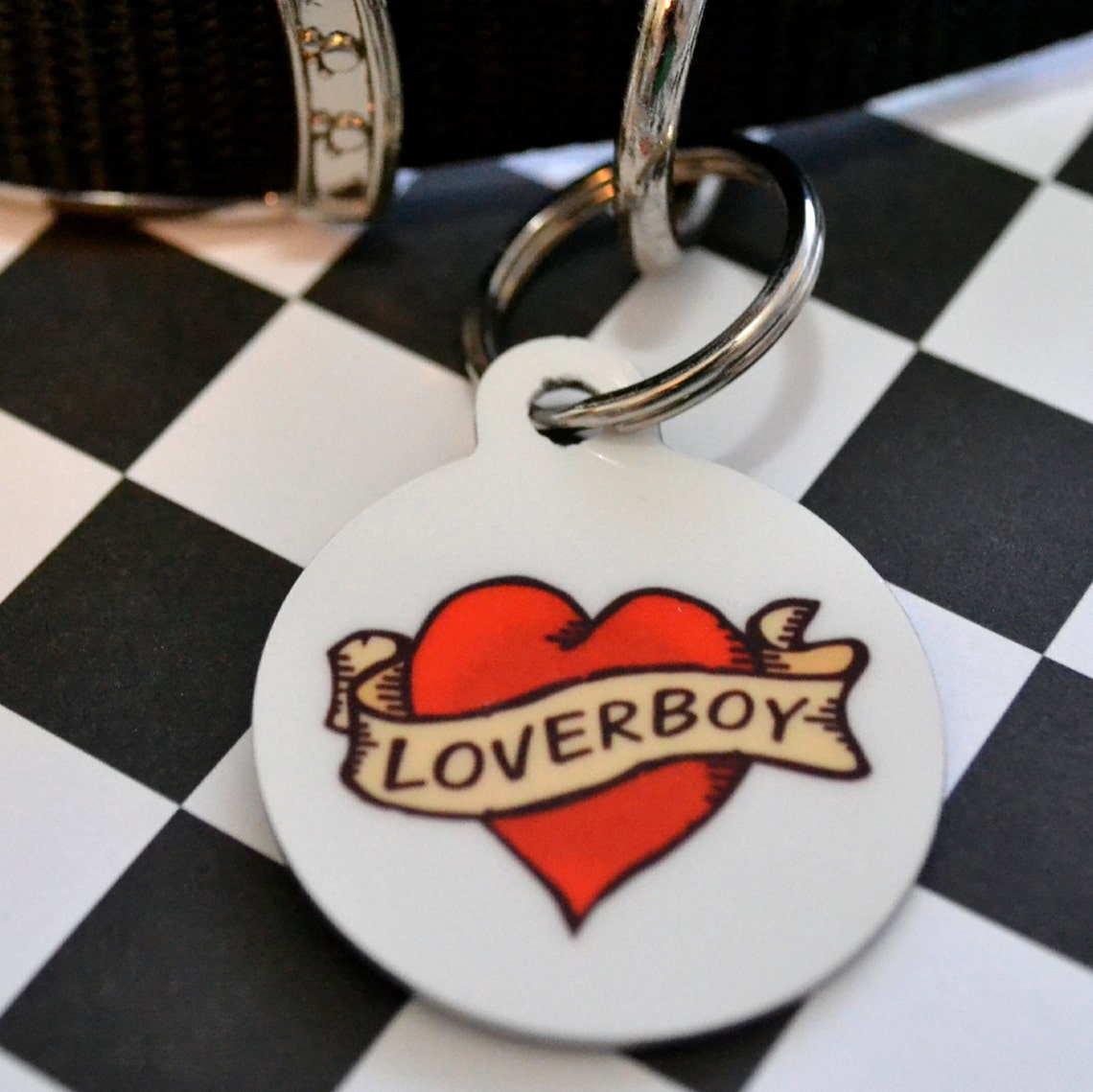 Tattoo Art Pet Tag - Loverboy Dog Tag, Pet Identification, Dog Collar ...