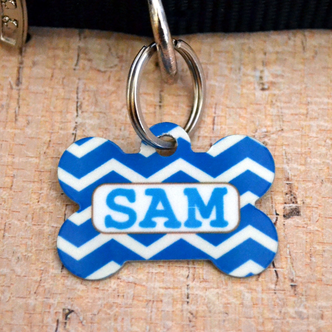 Personalized Blue Chevron Pet ID Tag CUSTOM Dog Tag Pet | Etsy