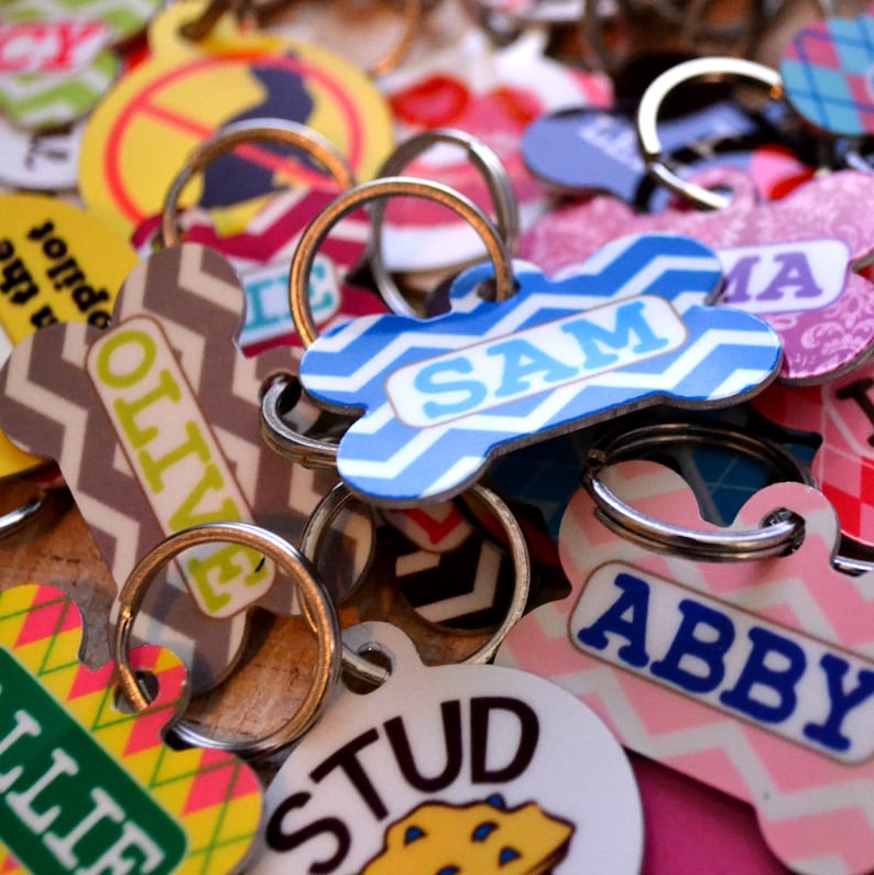 Lightning Bolt Pet ID Tag Dog Tag Key Chain Pet | Etsy