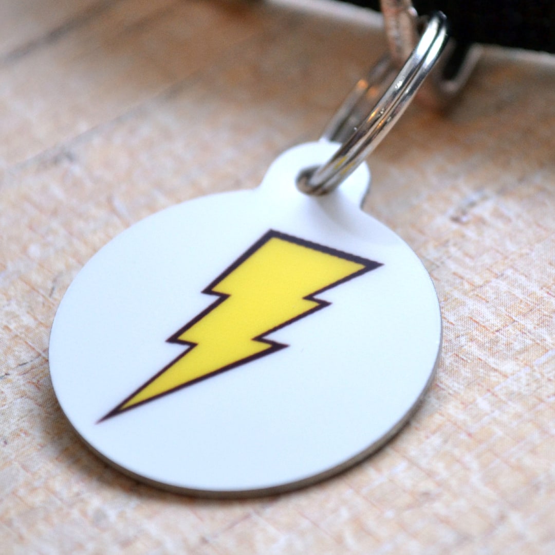Lightning Bolt Pet ID Tag - Dog Tag, Key Chain, Pet Identification - Etsy