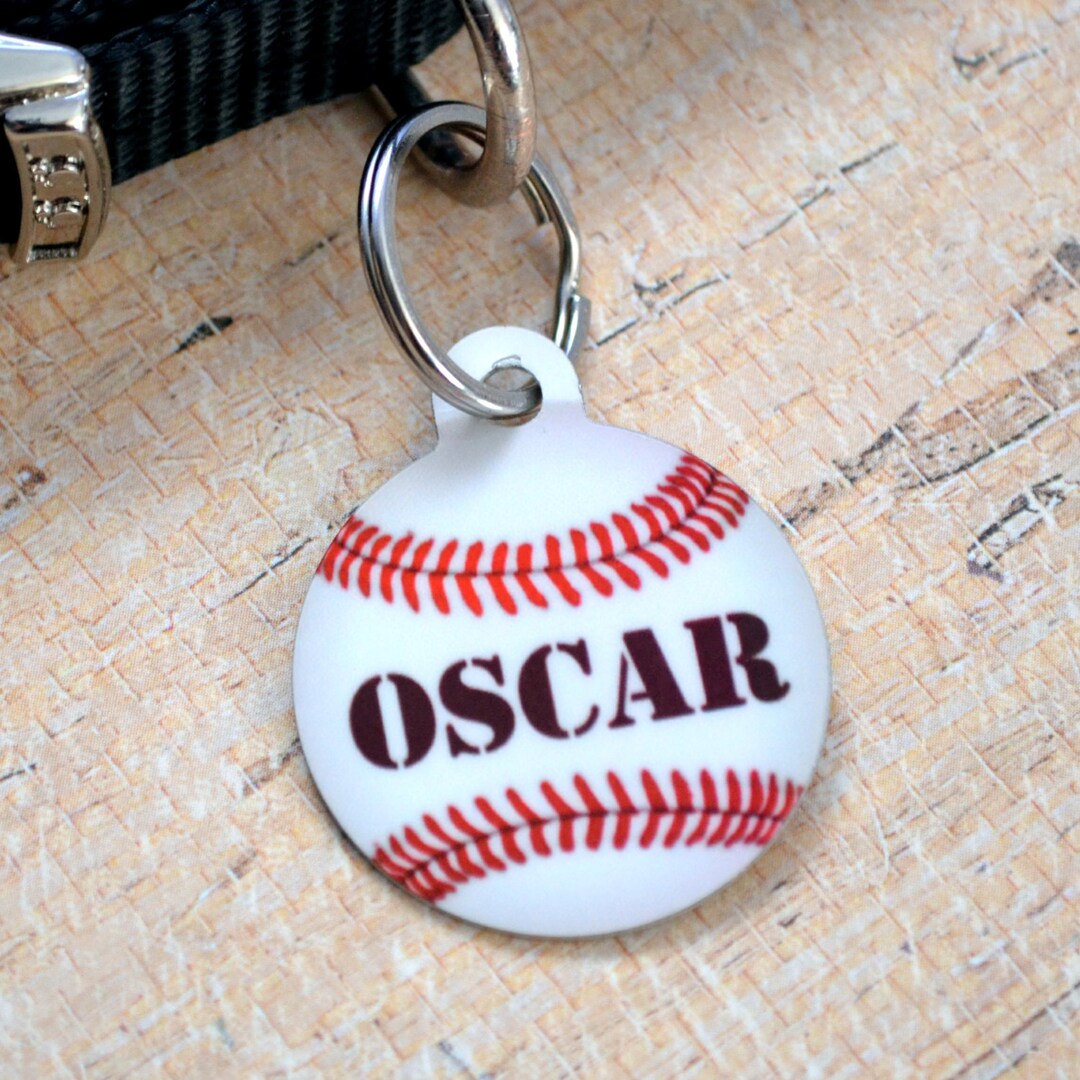 Personalized Baseball Pet ID Tag - CUSTOM - Key Chain, Dog Tag, Pet ...