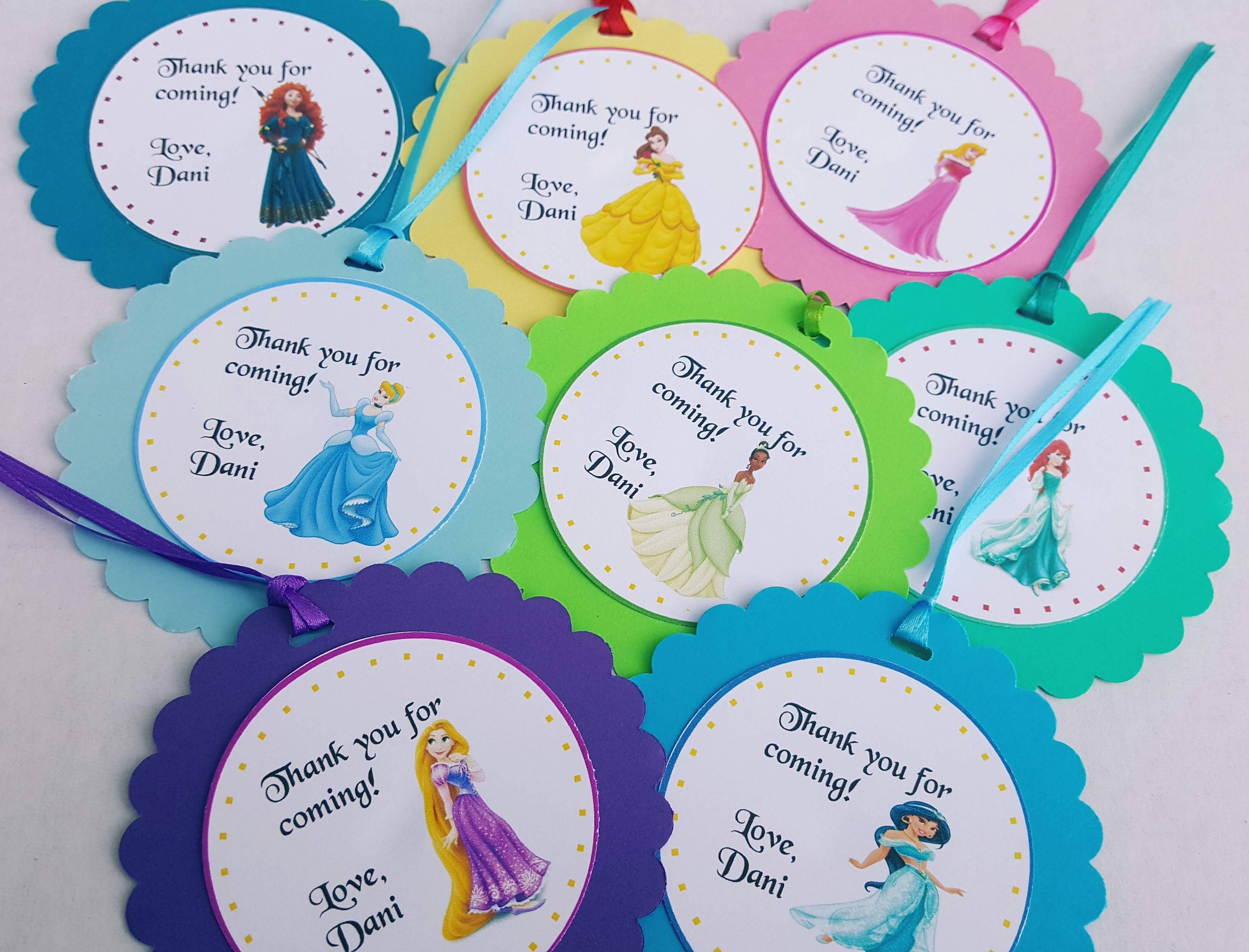 Personalized Disney Princess Happy Birthday Thank You Tags for - Etsy ...