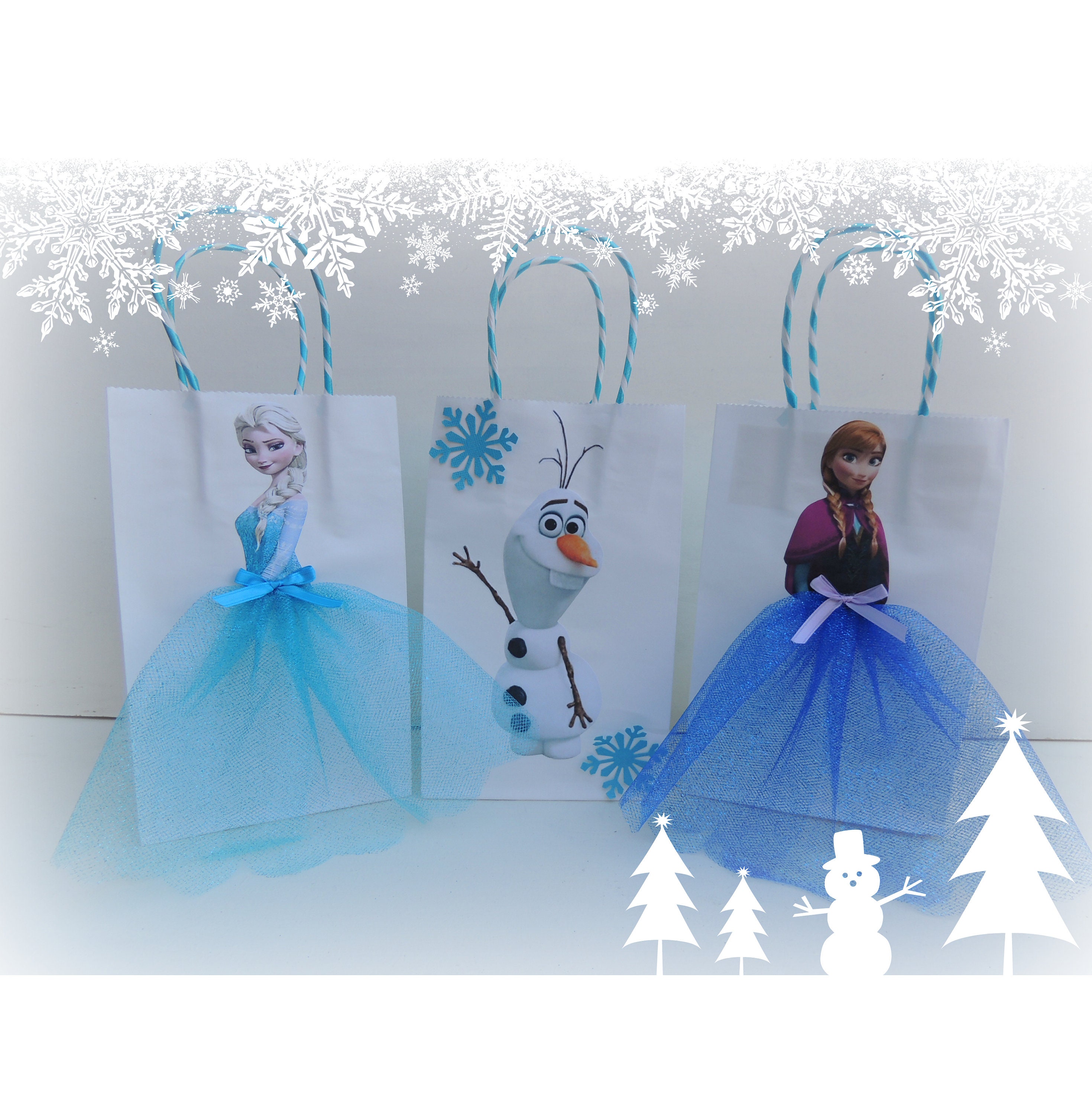 10 Pieces Frozen Elsa Anna Paper Tutu Birthday Favor Goody Gift Bags - Etsy