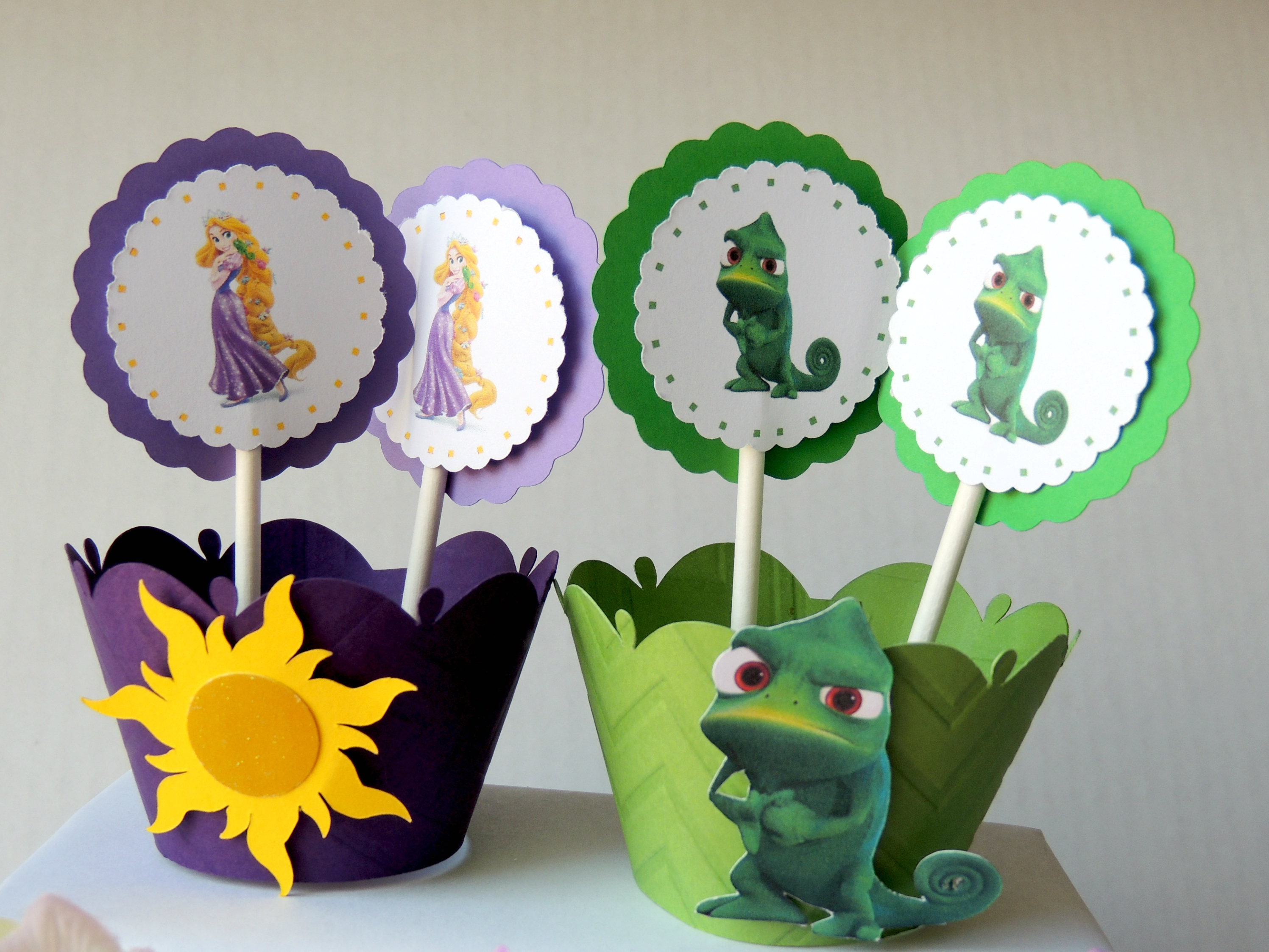 Princess Rapunzel Pascal Cupcake Wrappers Toppers - Etsy