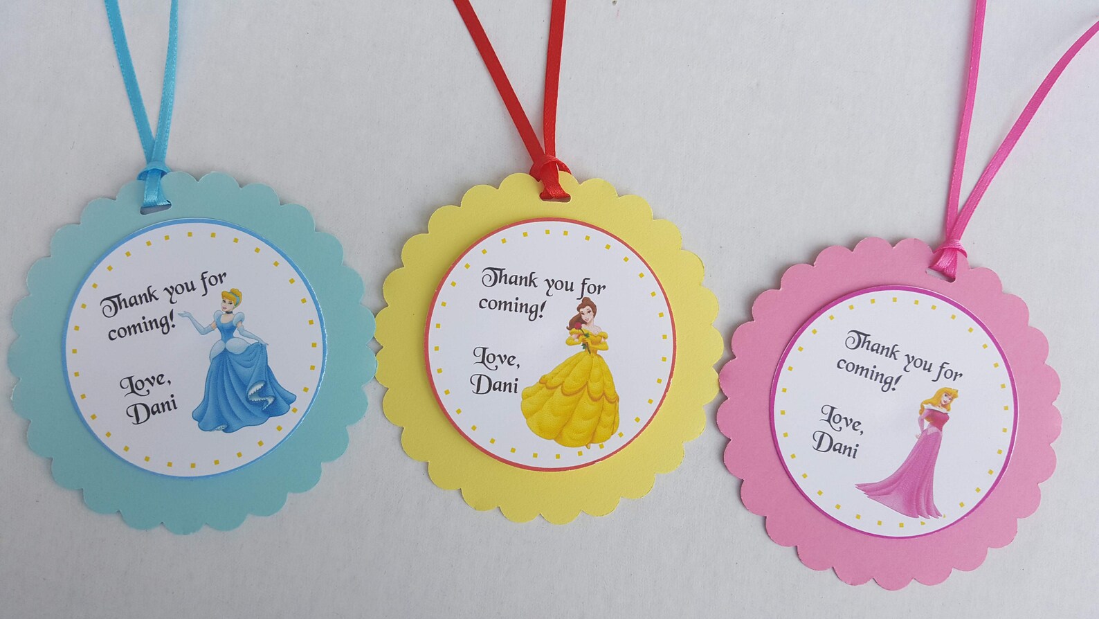 Personalized Disney Princess Happy Birthday Thank You Tags for - Etsy