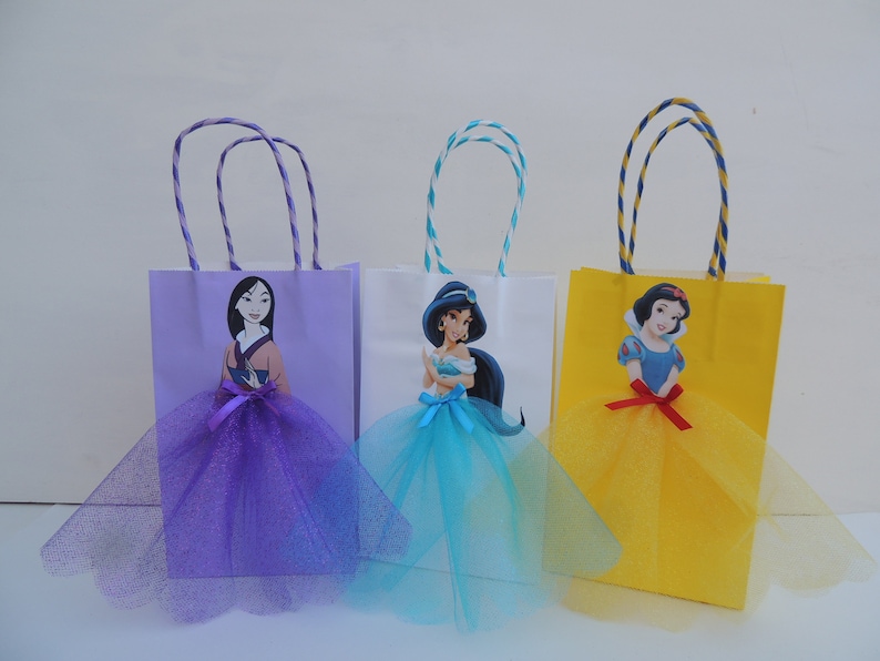 Disney Princess Birthday Goody Favor Glitter Tutu Bags Thank - Etsy