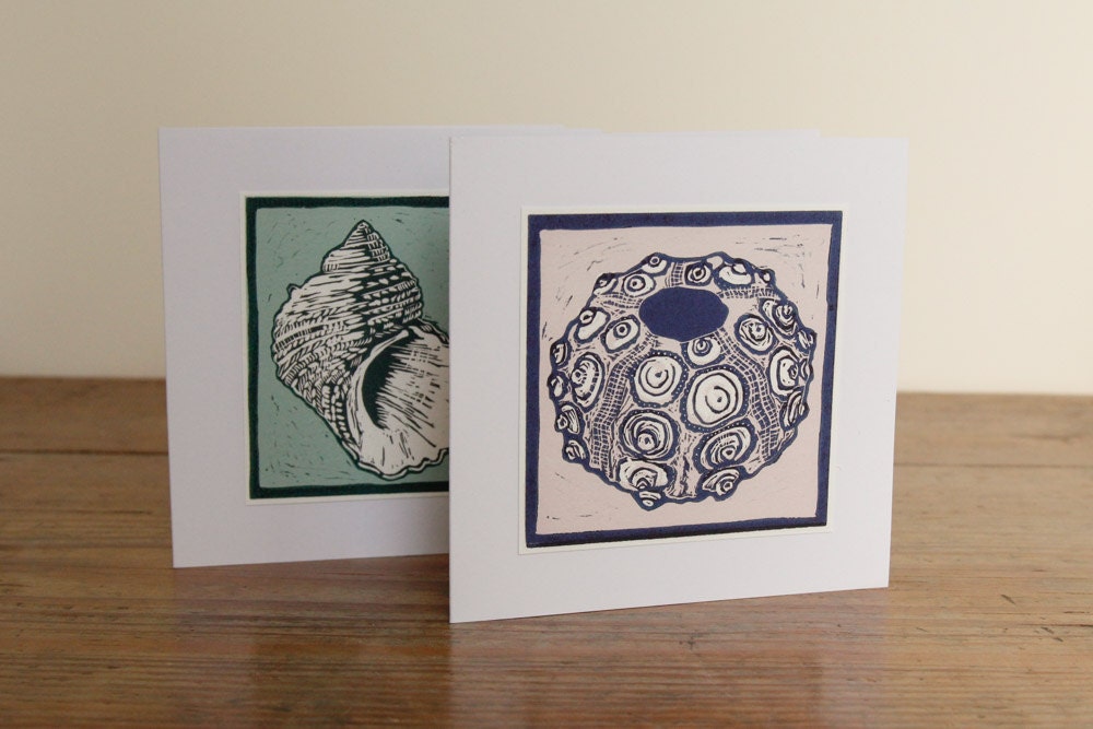Nautilus shell Lino card — Kate Watkins | Artist & Printmaker