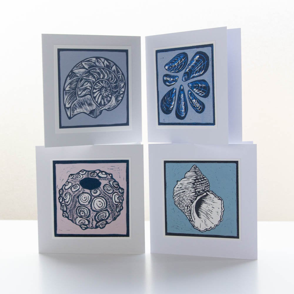 Nautilus shell Lino card — Kate Watkins | Artist & Printmaker