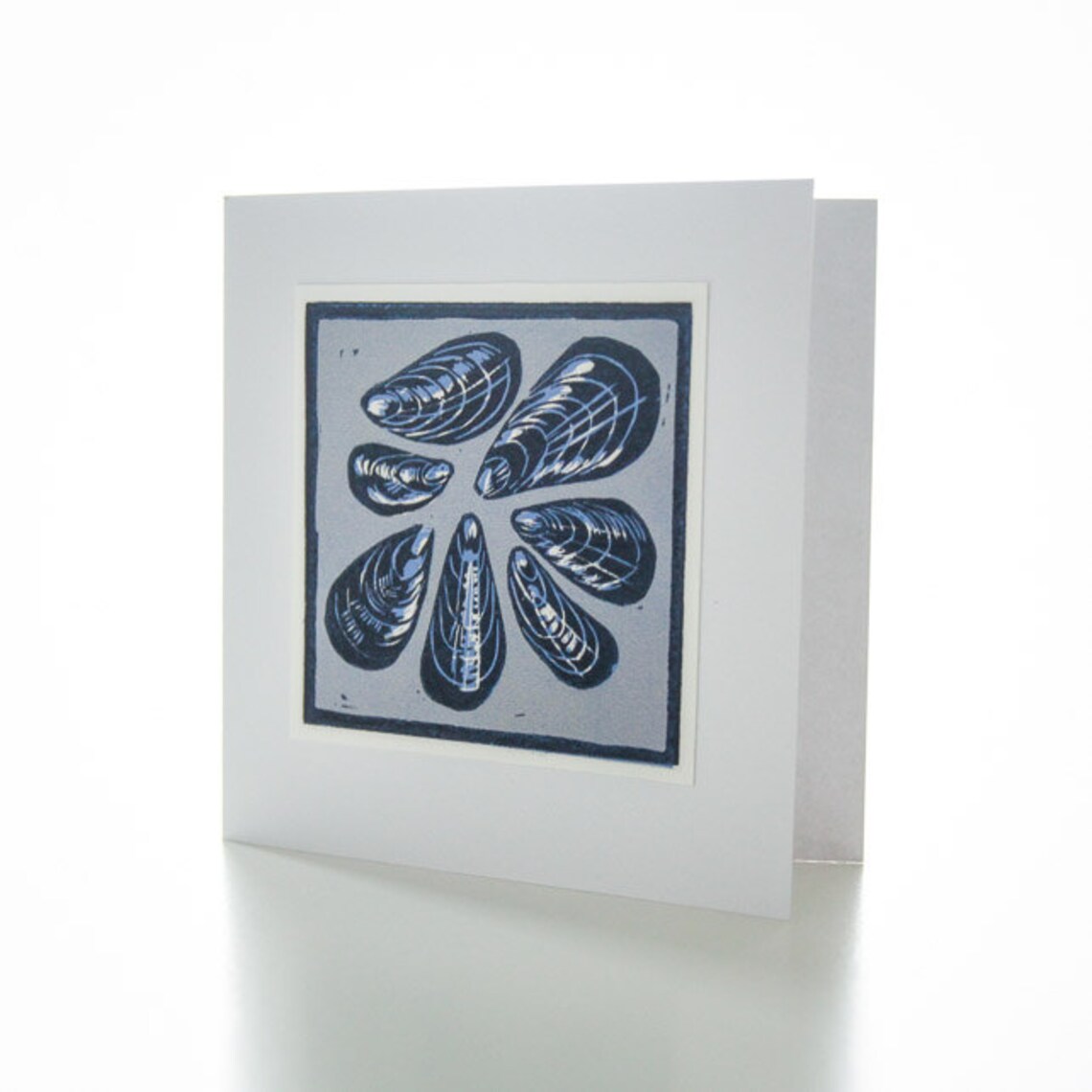 Shell Lino Print Set of 4 Handmade Greeting Cards Recycled | Etsy