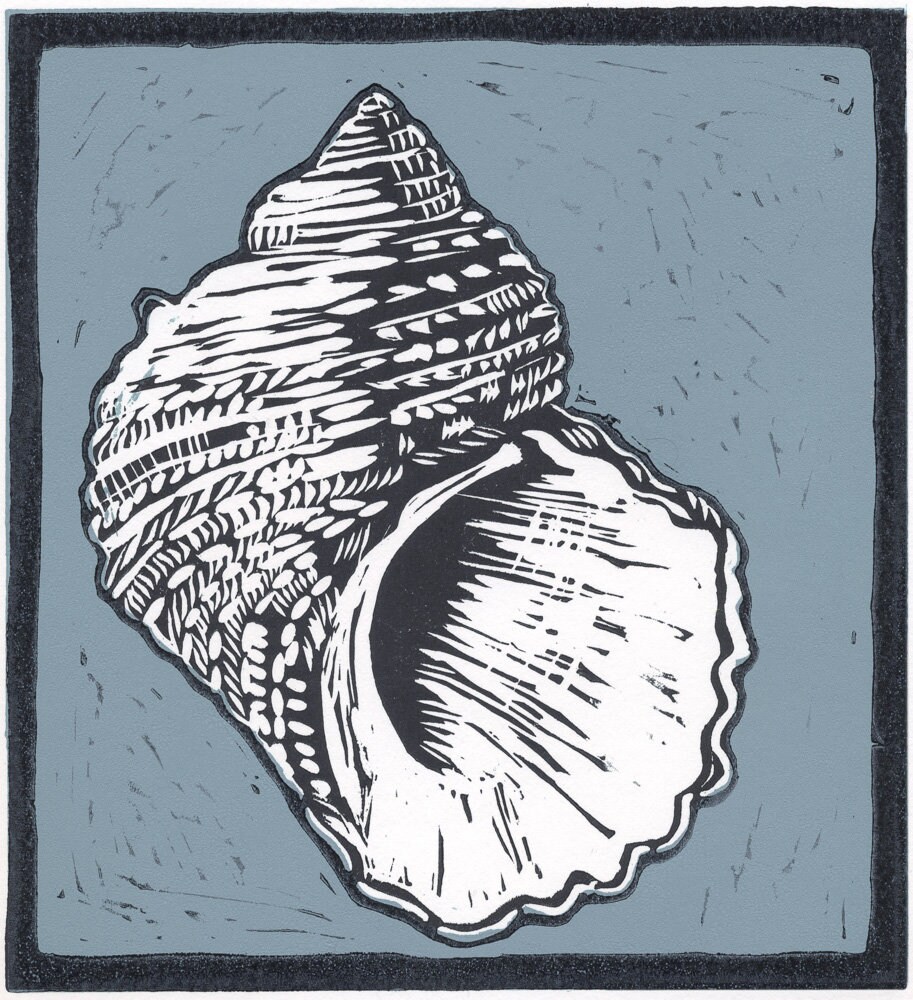 Shell Lino Print Handmade Card Handmade Card Beach Design - Etsy UK