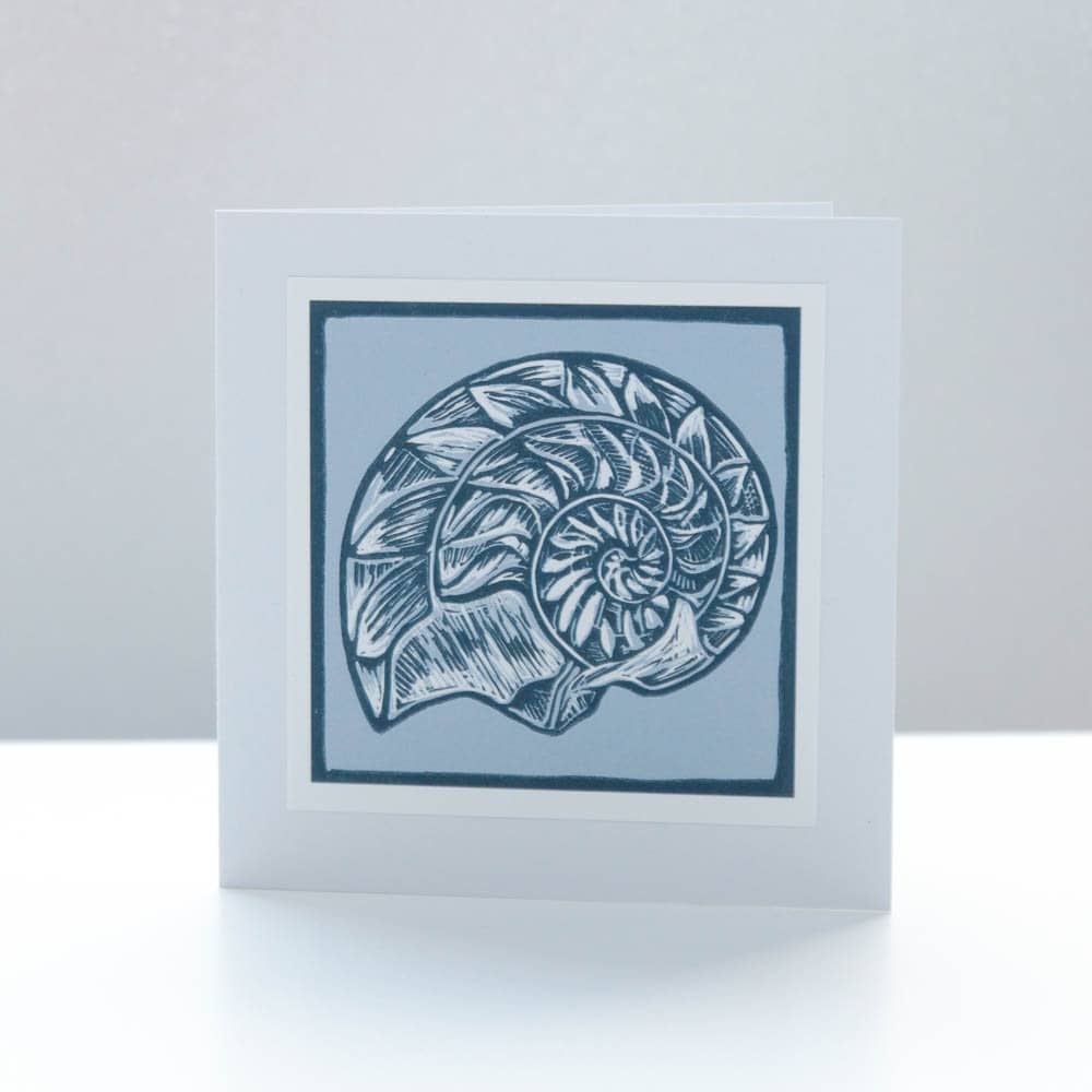 Nautilus shell Lino card — Kate Watkins | Artist & Printmaker
