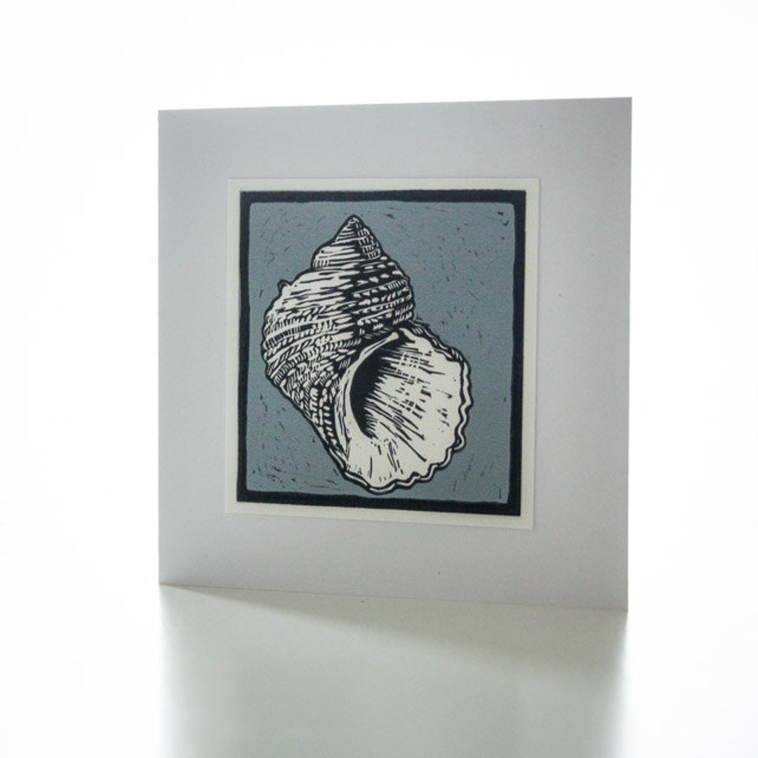 Shell Lino Print Handmade Card - Etsy
