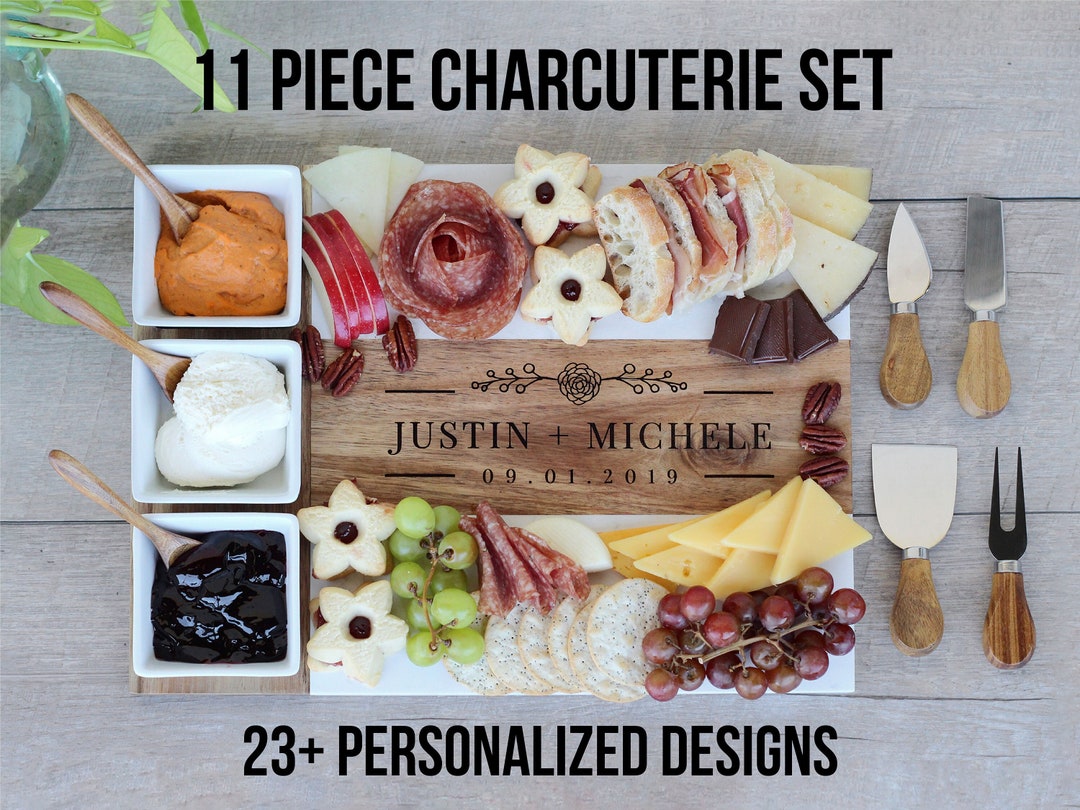 11 Piece Charcuterie Board Set, Marble Charcuterie Serving Board ...