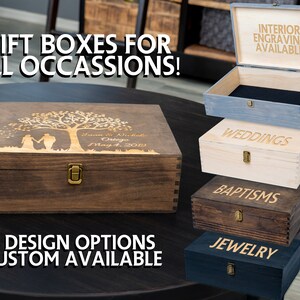 Wood Memory Box, Rustic Wooden Keepsake Box, Personalized Engraved Gift ...